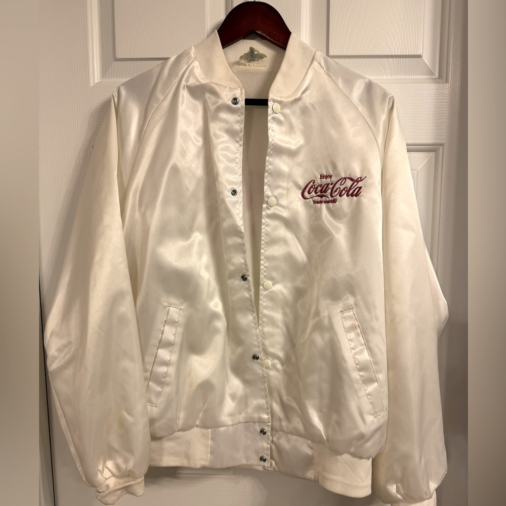 Vintage Lightweight Satin Coca Cola Jacket Mens Large - Gem